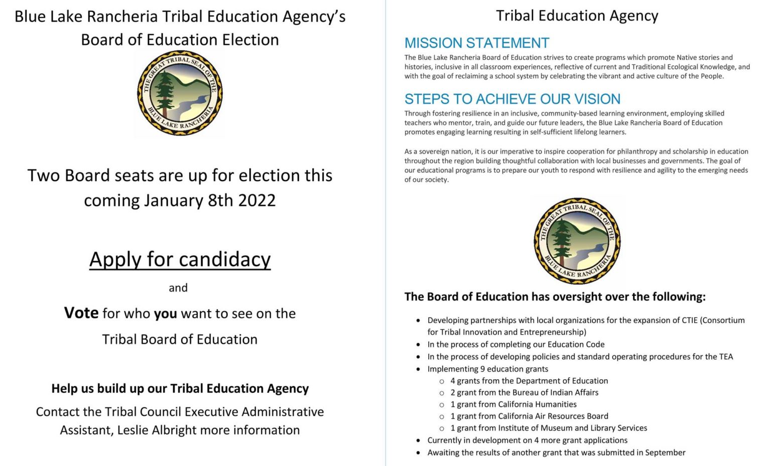 BOE Election | Blue Lake Rancheria Tribal Education Agency